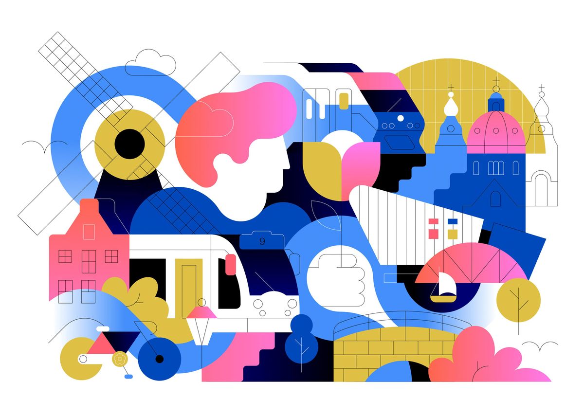 'amsterdam abstract city' Poster, picture, metal print, paint by ...