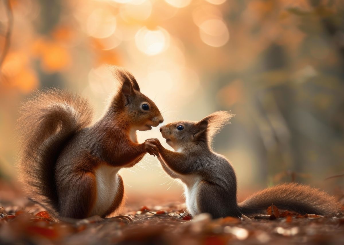 'Squirrels Couple In Love' Poster, picture, metal print, paint by ...