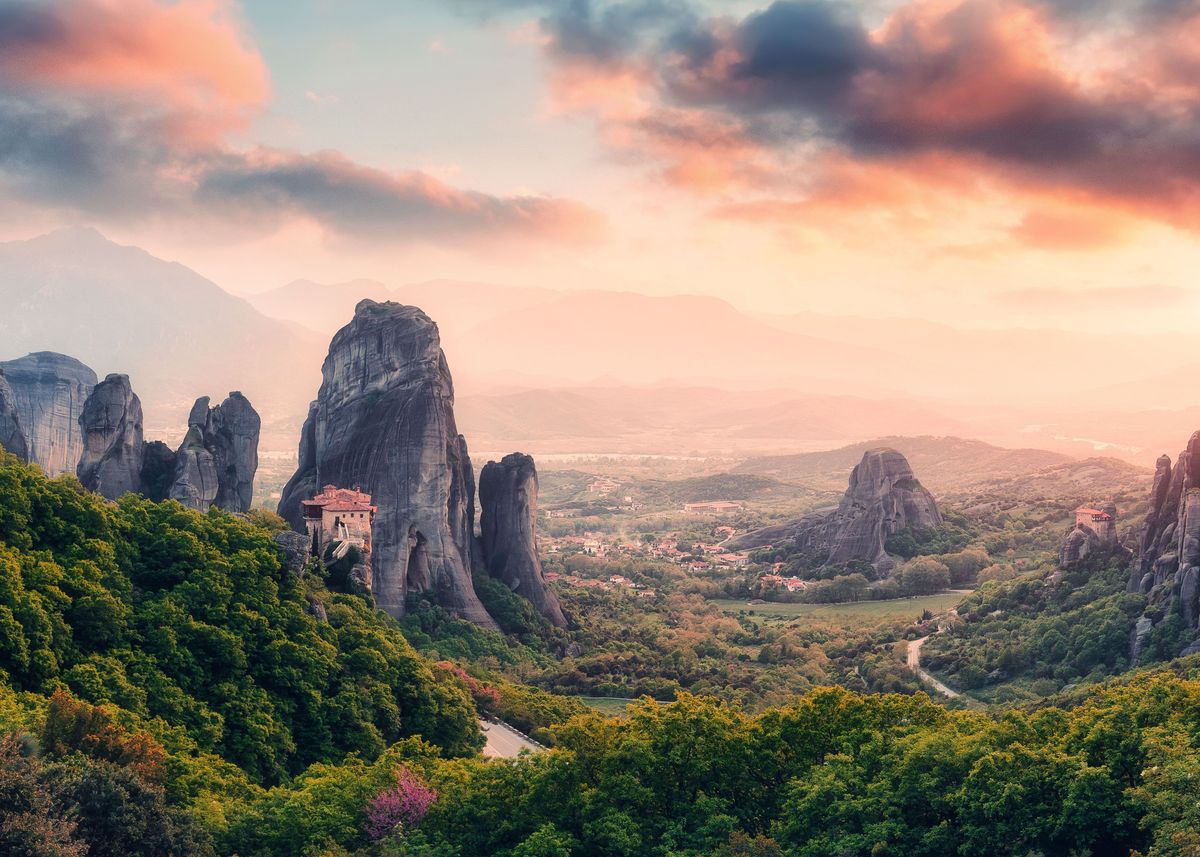 'Meteora Greece' Poster, picture, metal print, paint by BURRY Nature ...