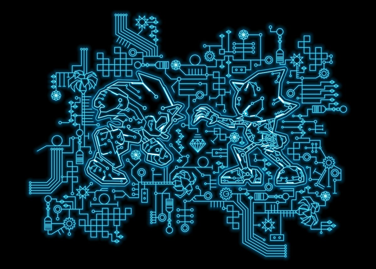 'Neon Fight' Poster, picture, metal print, paint by Sonic the Hedgehog ...