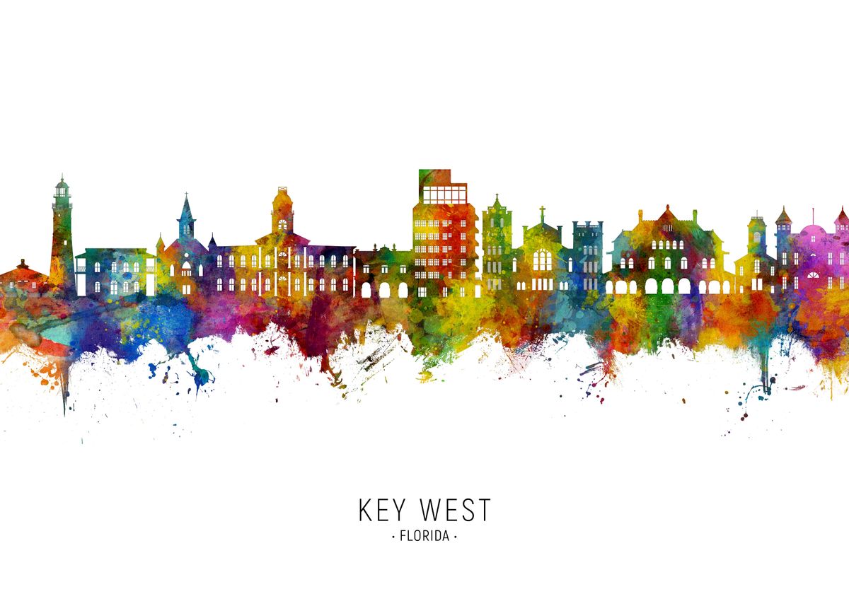'Key West Skyline Florida' Poster, picture, metal print, paint by ...