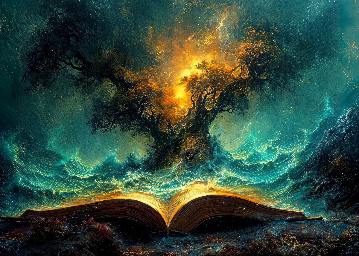 'Magic Book' Poster, picture, metal print, paint by tra avis | Displate