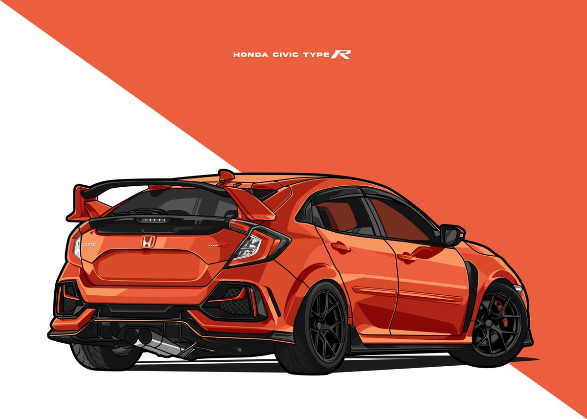 'civic type r orange' Poster, picture, metal print, paint by capture ...