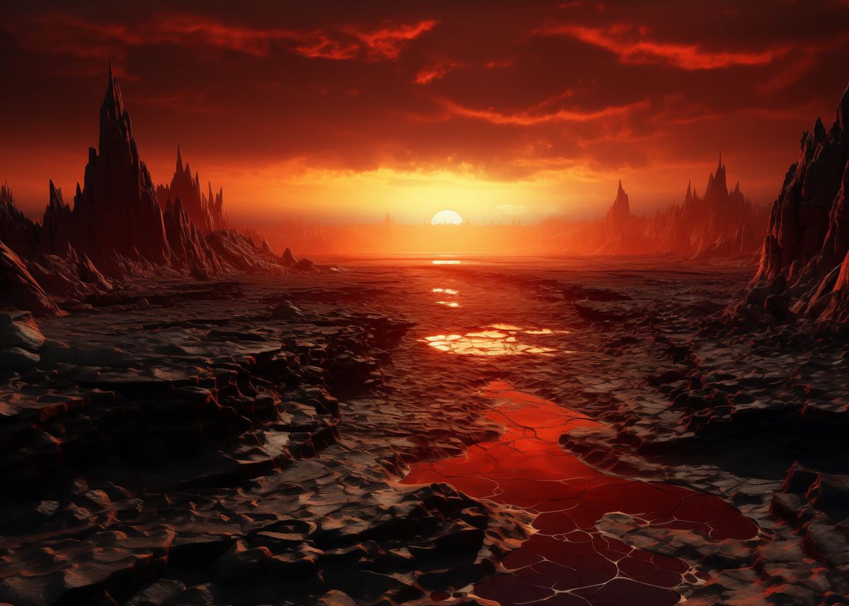 'Epic sunset alien planet' Poster, picture, metal print, paint by Yuki ...