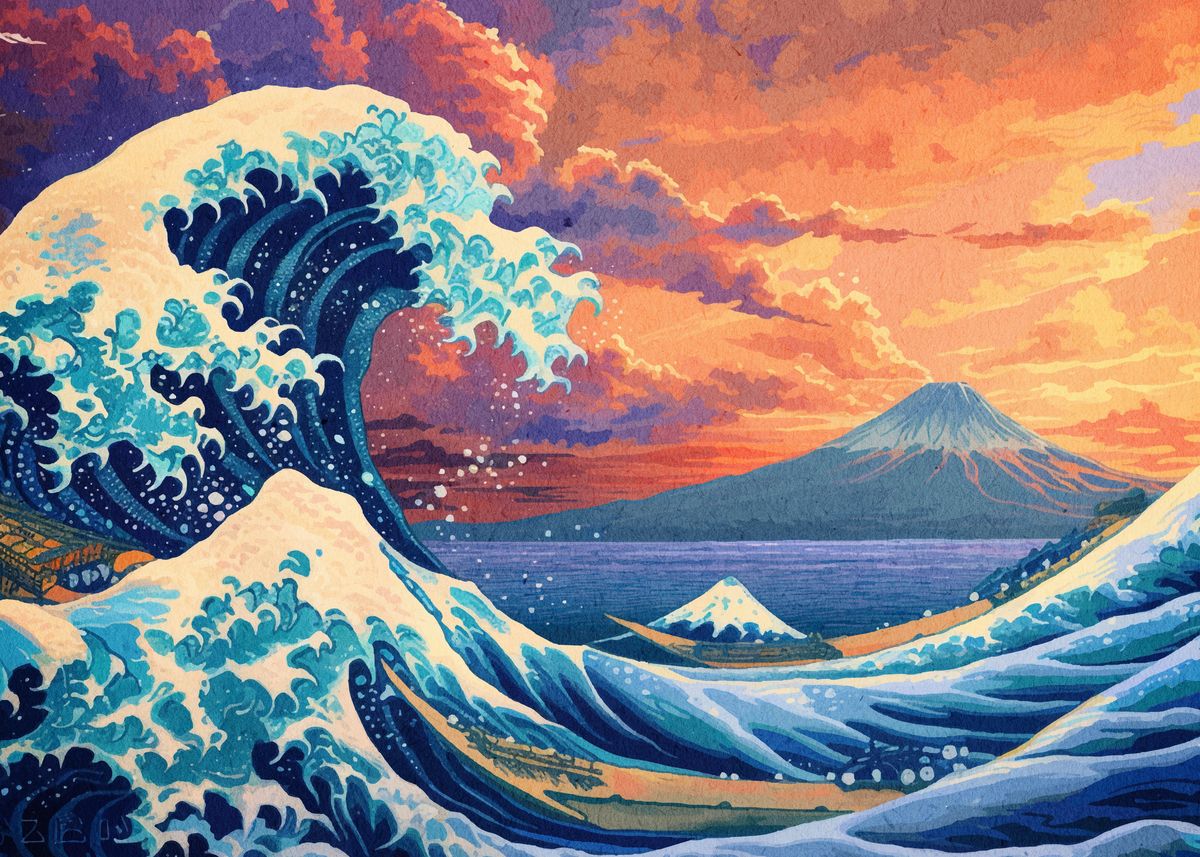 'Japan Kanagawa wave' Poster, picture, metal print, paint by Eira ...