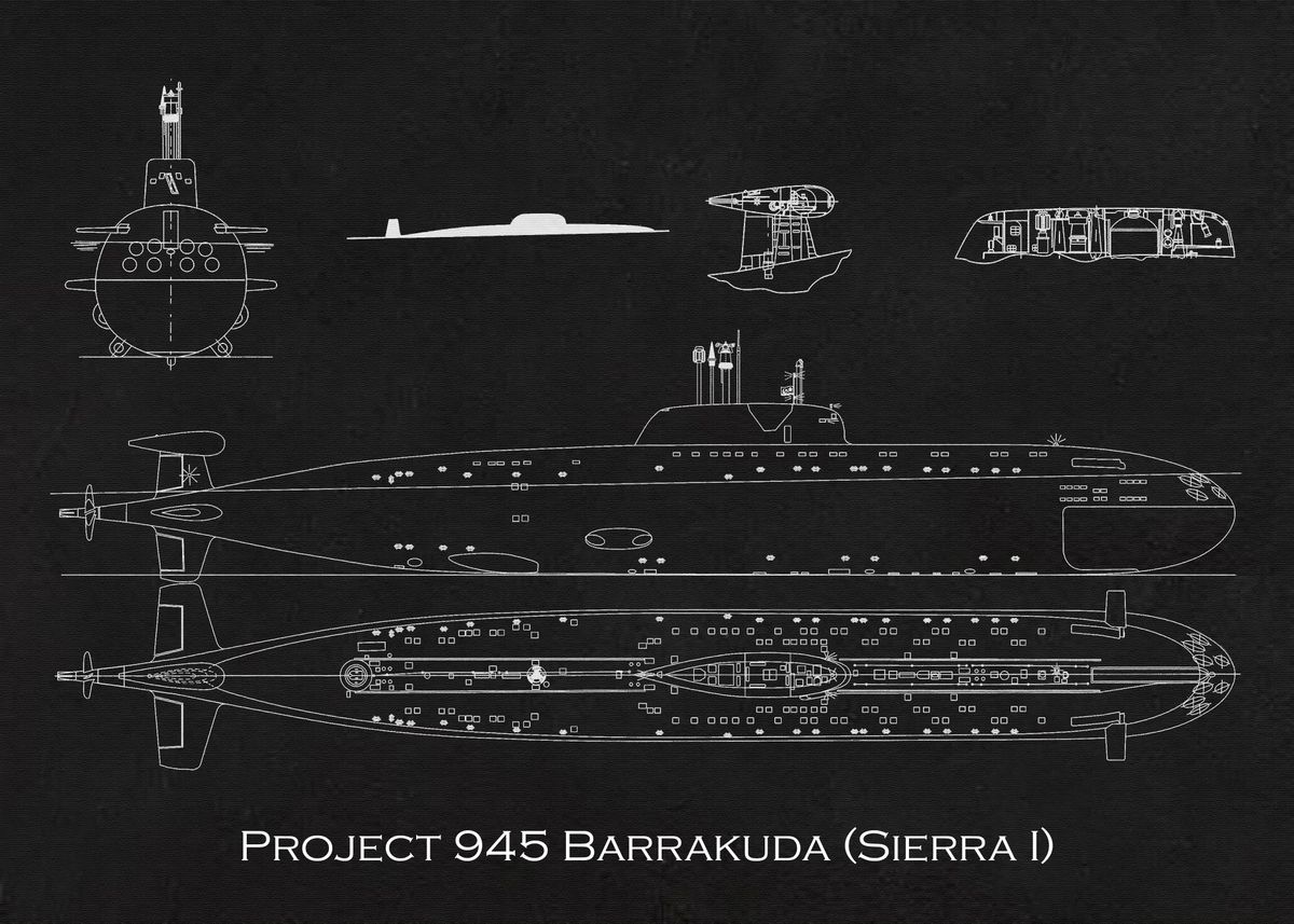 'Project 945 Barrakuda Sie' Poster, picture, metal print, paint by Blueprint Expert | Displate