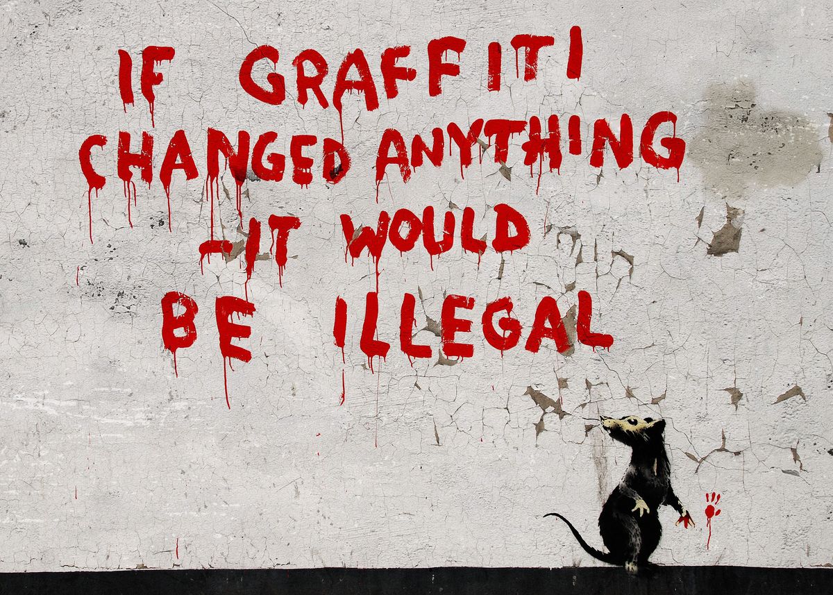 'Banksy Rat Graffiti' Poster, picture, metal print, paint by Uber ...