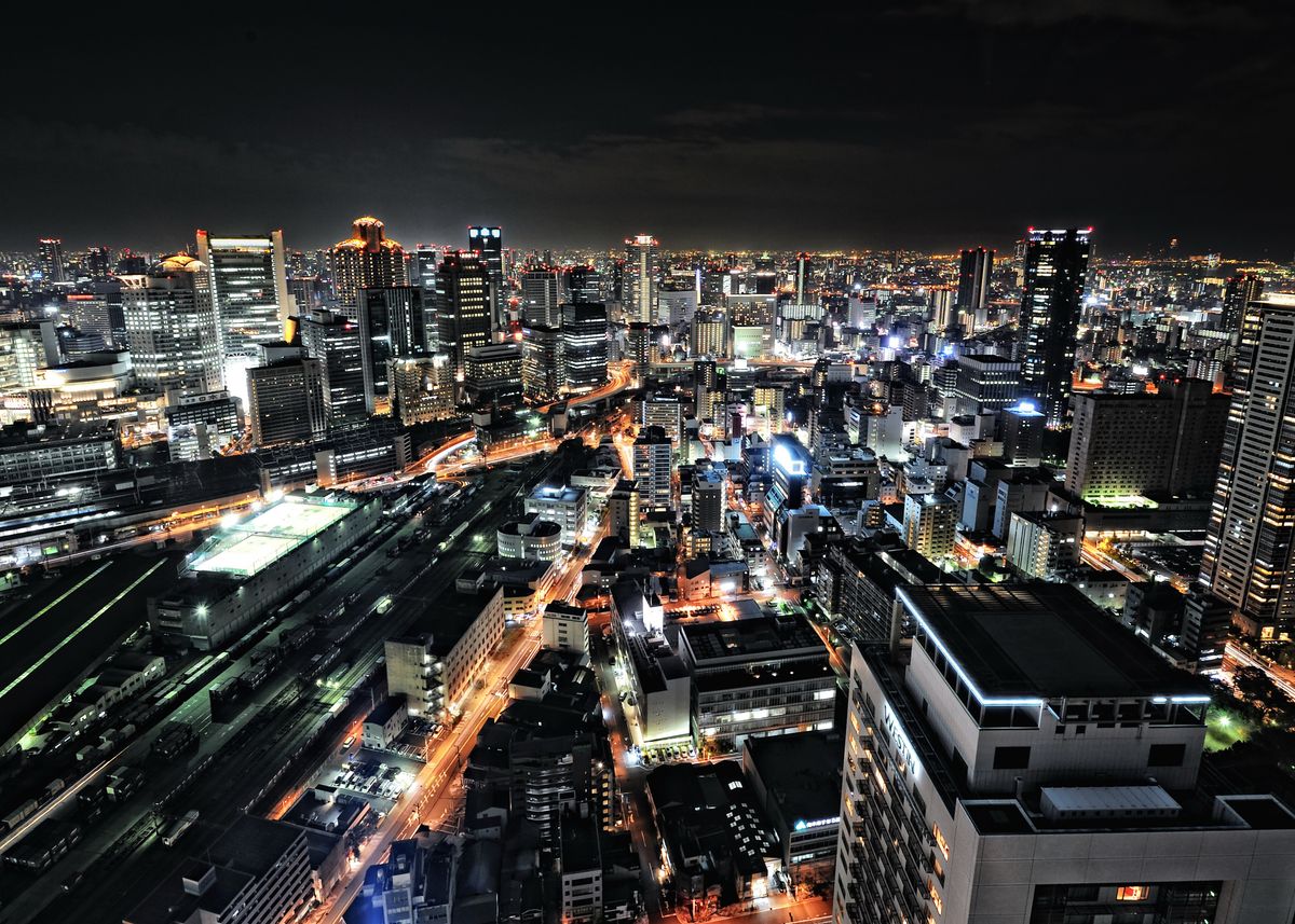 'Osaka night view' Poster, picture, metal print, paint by World Class ...