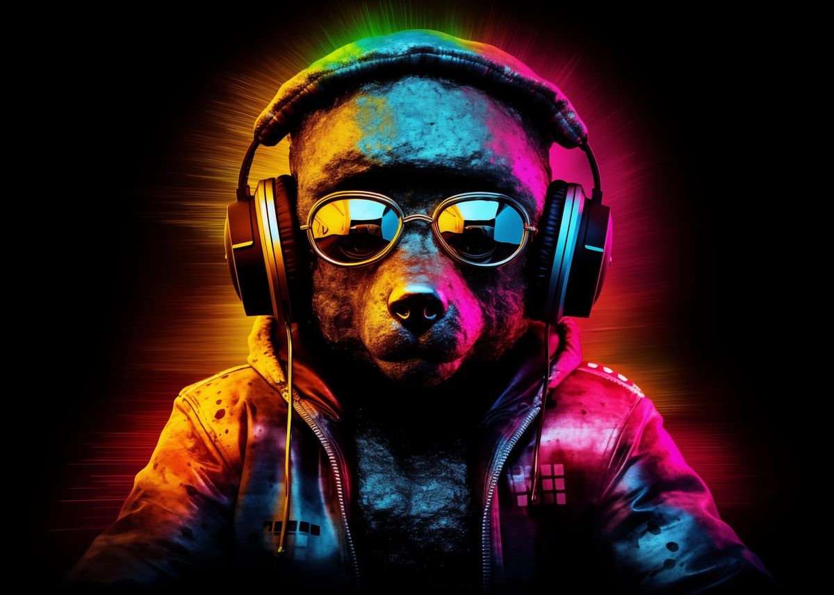 'Techno Dj Teddy bear' Poster, picture, metal print, paint by Yuki ...