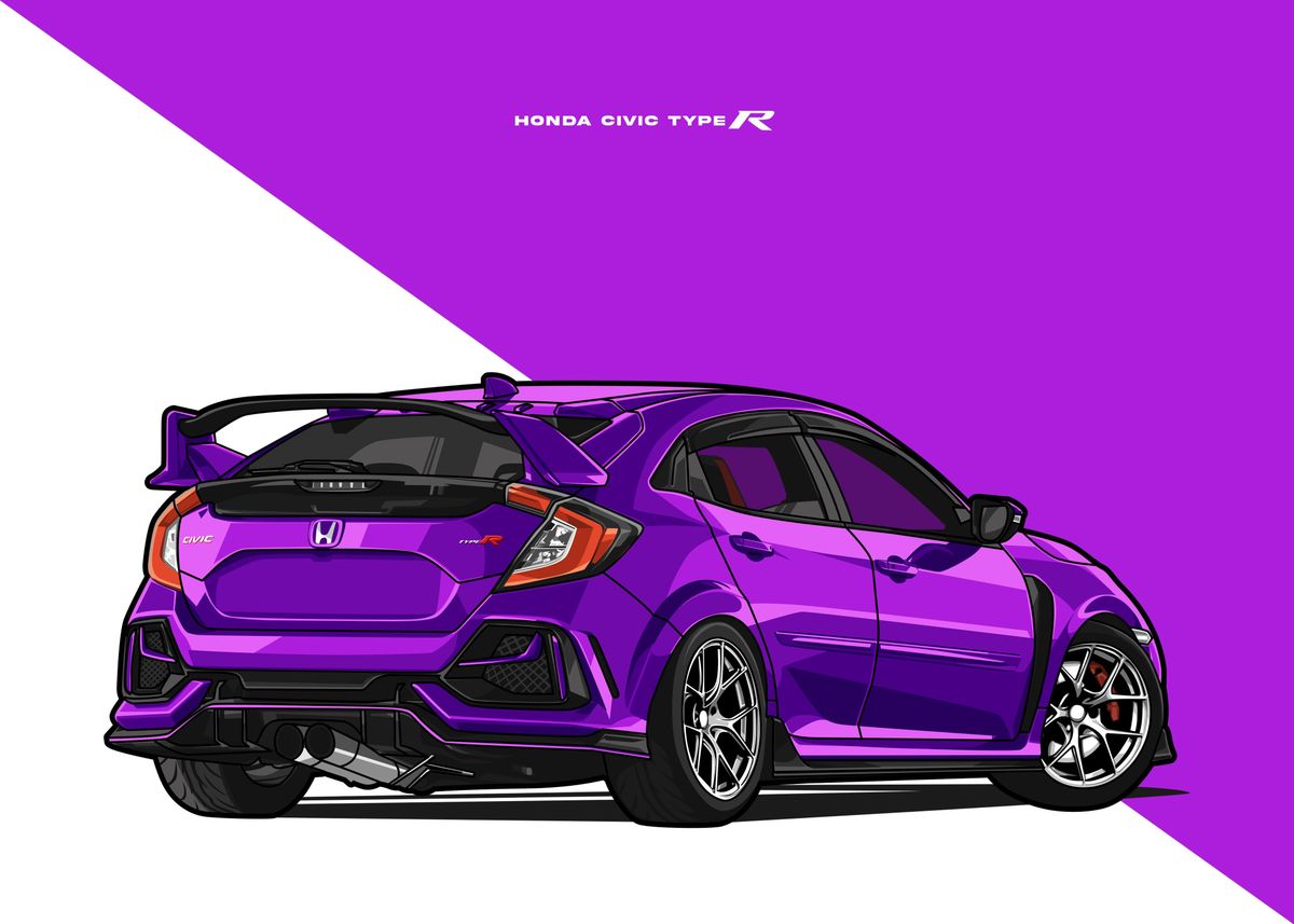 'honda civic type r violet' Poster, picture, metal print, paint by ...