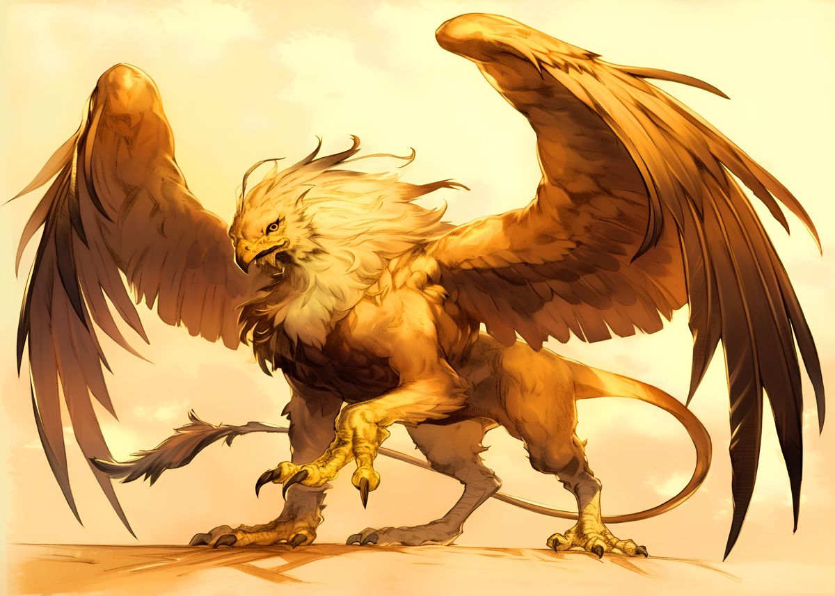 'Griffin Raptor Magic Beast' Poster, picture, metal print, paint by ...