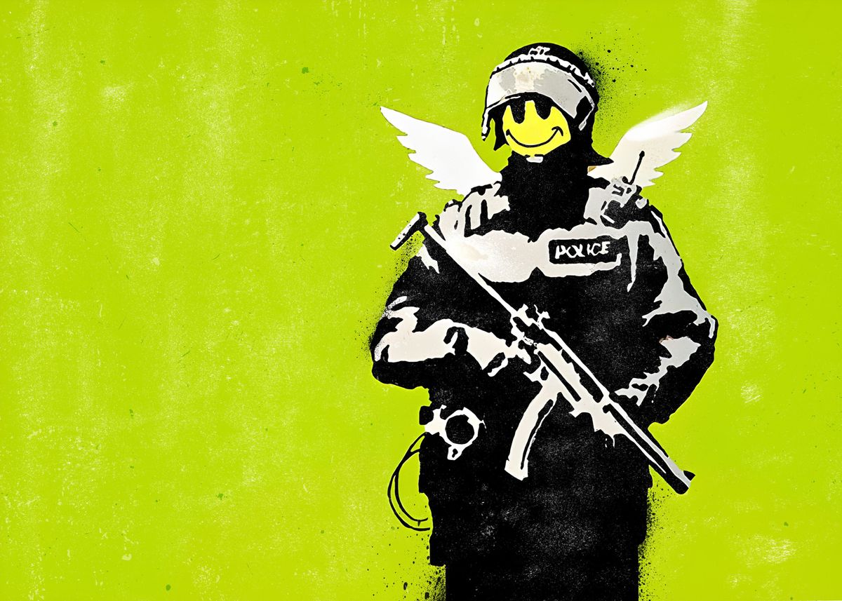 'Banksy Policeman Graffiti' Poster, picture, metal print, paint by Uber ...