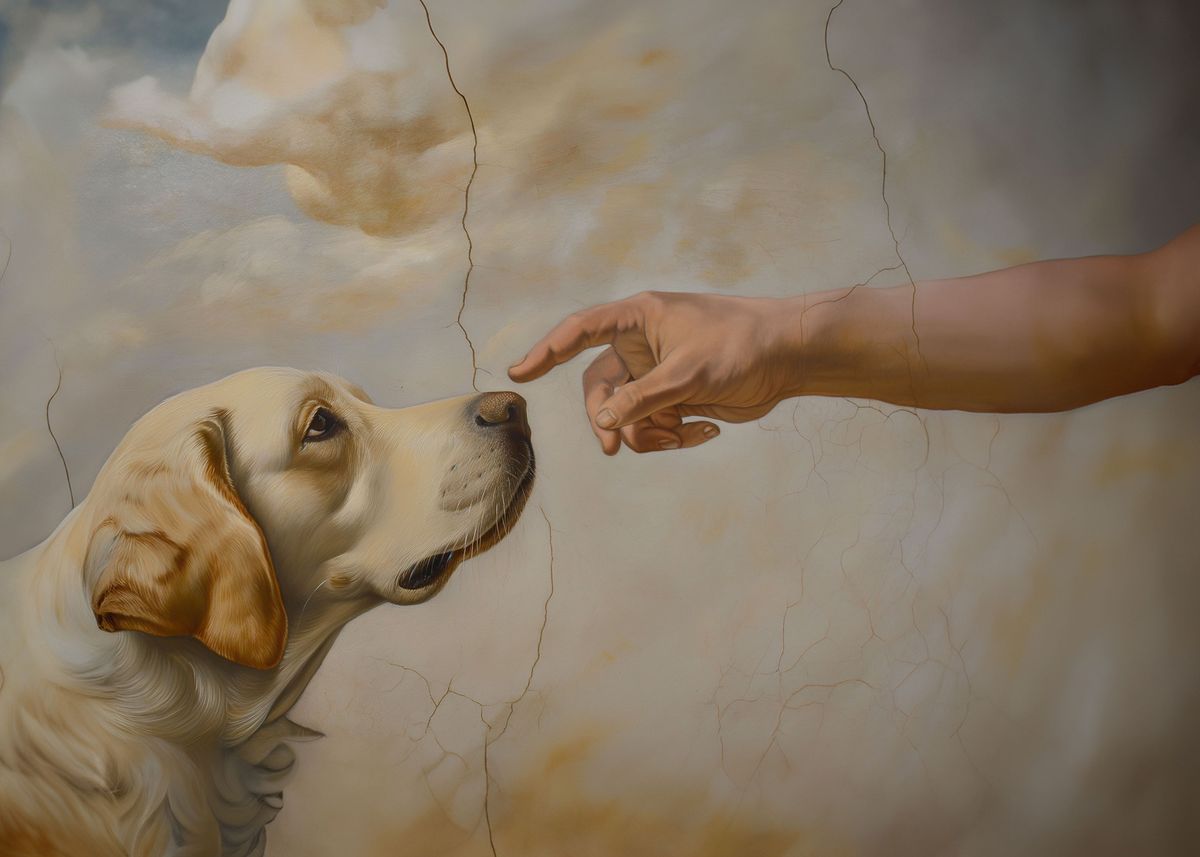 'And God created Labrador' Poster, picture, metal print, paint by ...