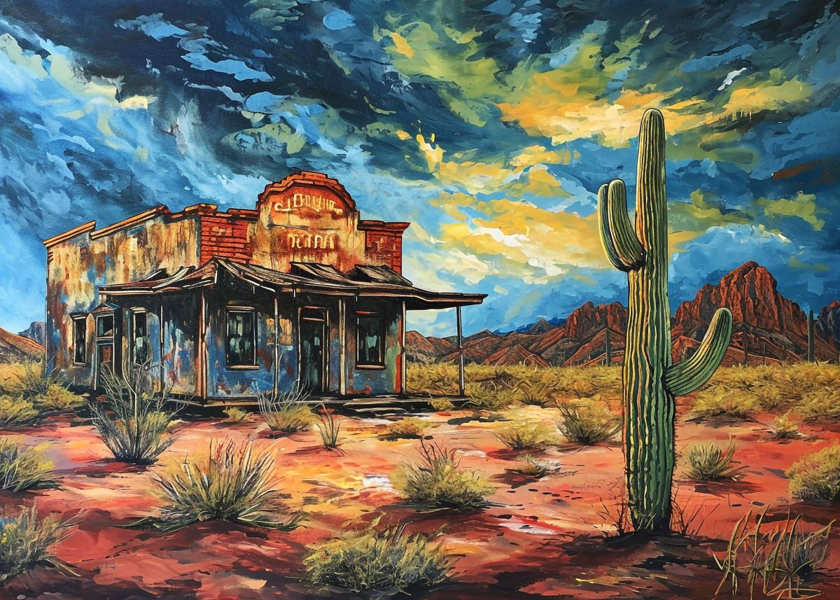 'Desert ghost town ' Poster, picture, metal print, paint by Scarlet ...