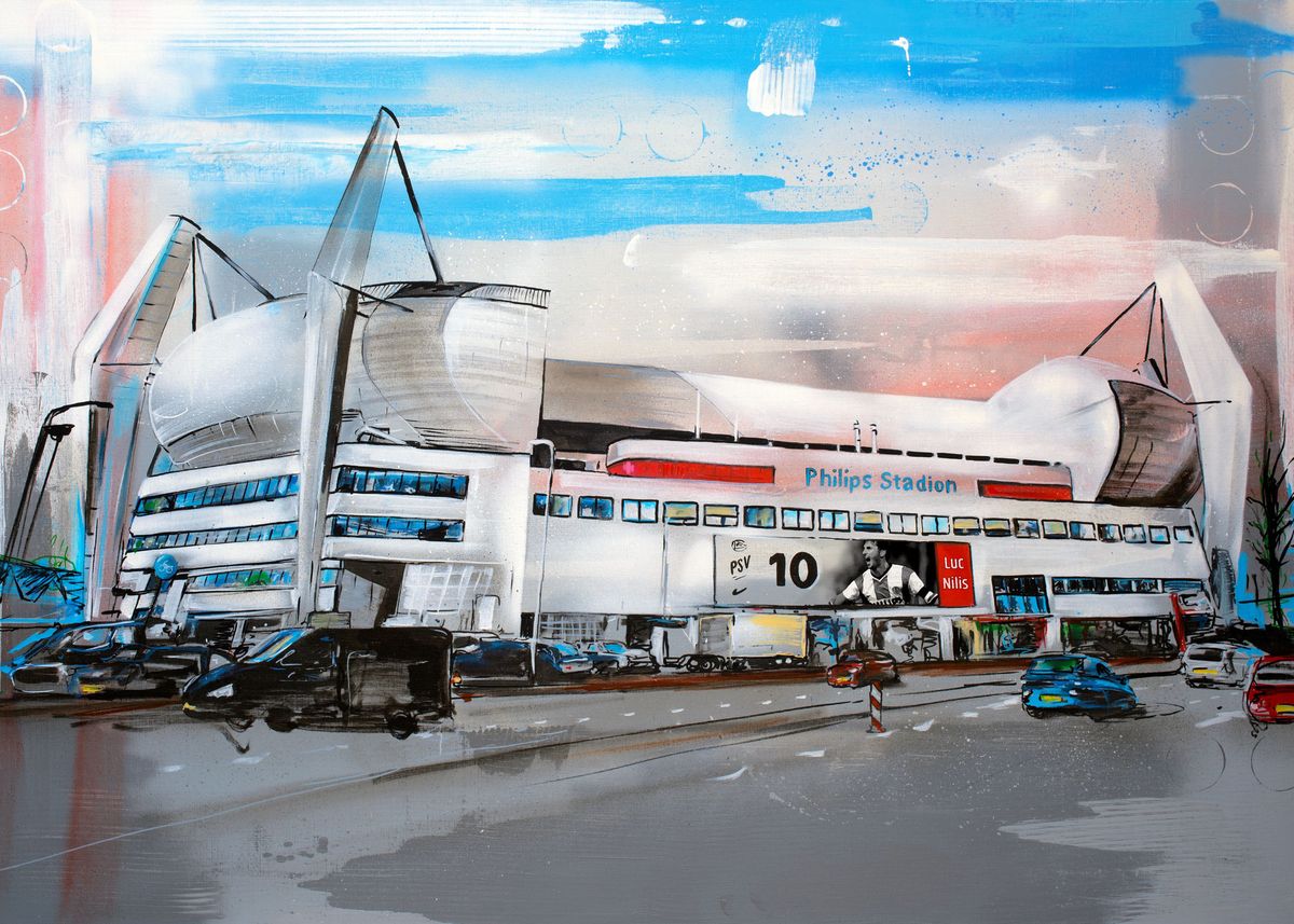 'PSV Eindhoven painting' Poster, picture, metal print, paint by Jos Hoppenbrouwers | Displate