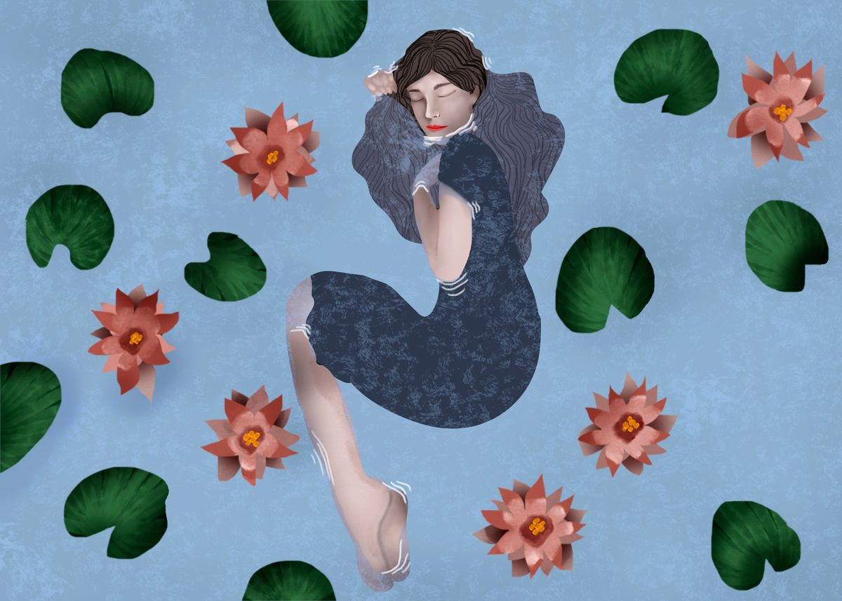 'Woman among water lilies' Poster, picture, metal print, paint by Elisa ...