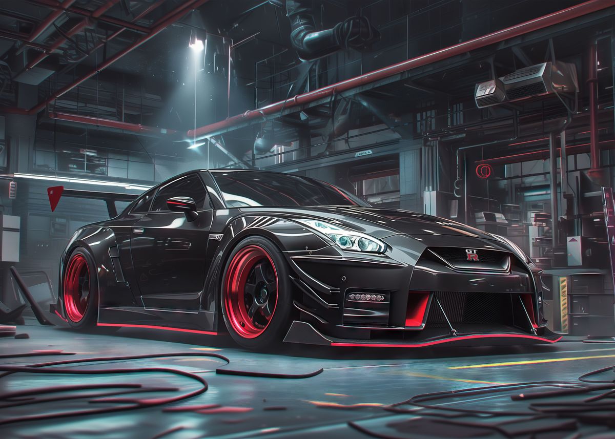'Nissan GTR' Poster, picture, metal print, paint by Vizio | Displate