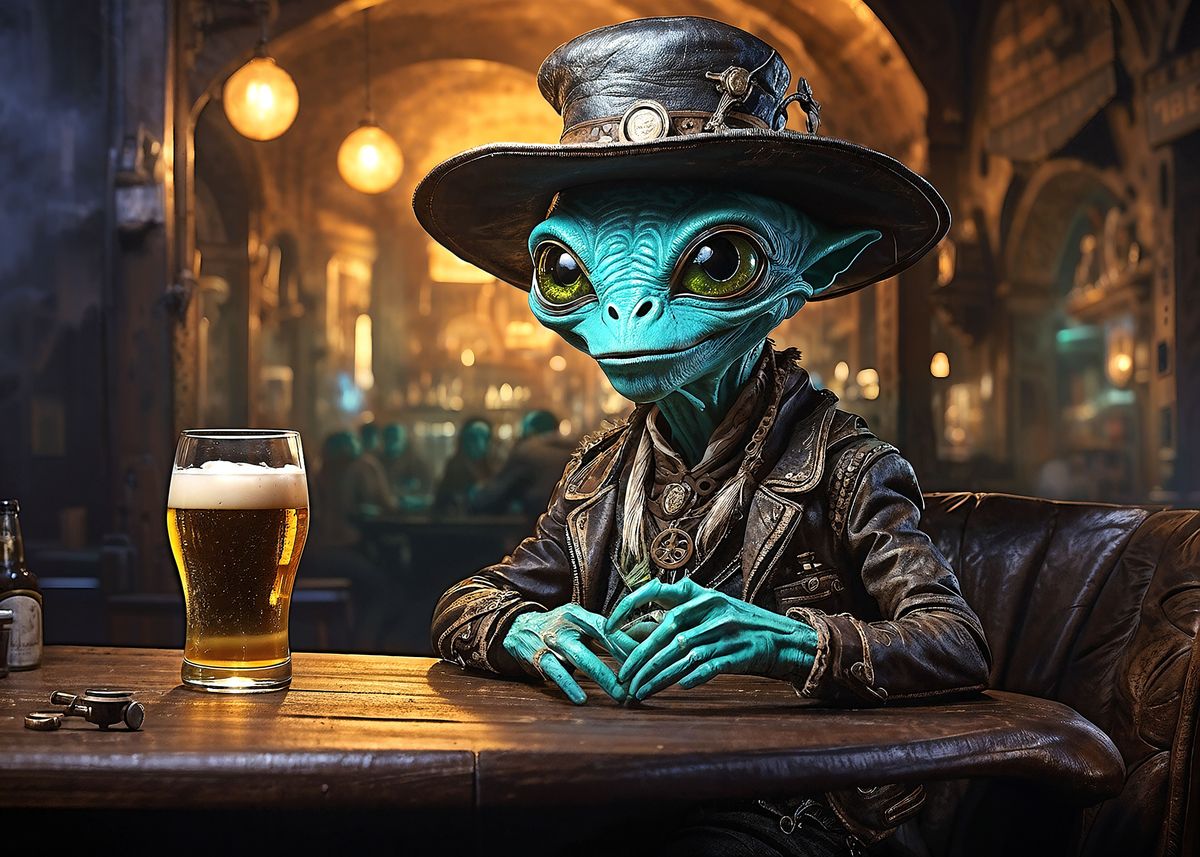 'Intergalactic Alien Ale' Poster, picture, metal print, paint by Mudge ...