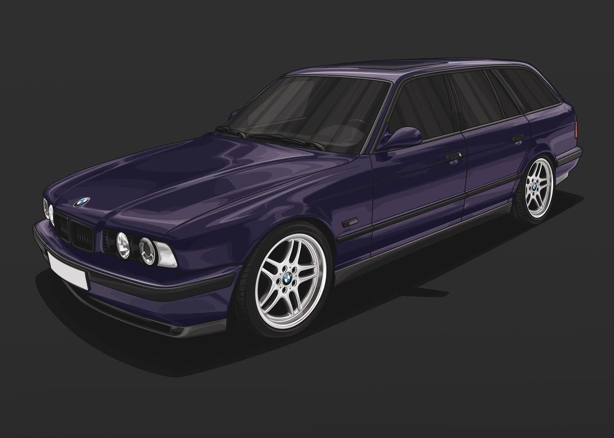 'BMW E34 Touring Purple' Poster, picture, metal print, paint by ...