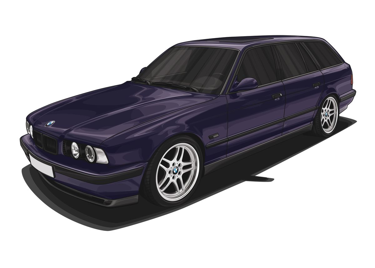 'BMW E34 Touring Purple' Poster, picture, metal print, paint by ...