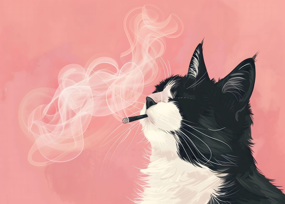 'Smoking Cat Meme' Poster, picture, metal print, paint by Toko Diwan ...