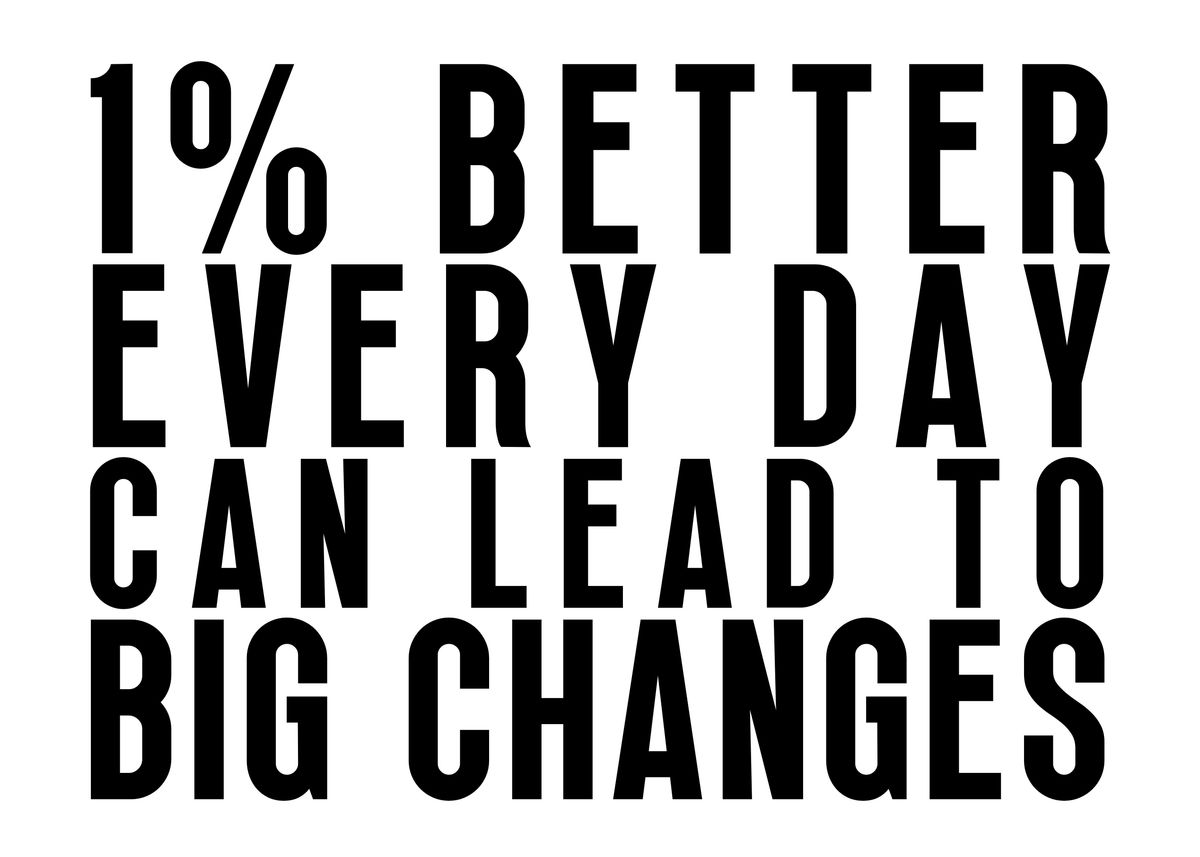 '1 Percent Better Every Day' Poster, picture, metal print, paint by ...