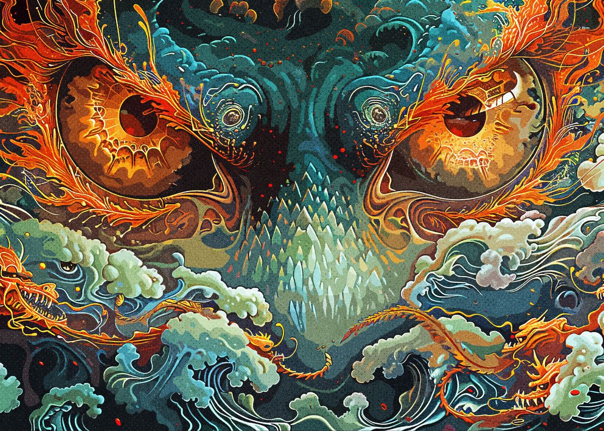 'Demon Dragon' Poster, picture, metal print, paint by Ammar Zain | Displate