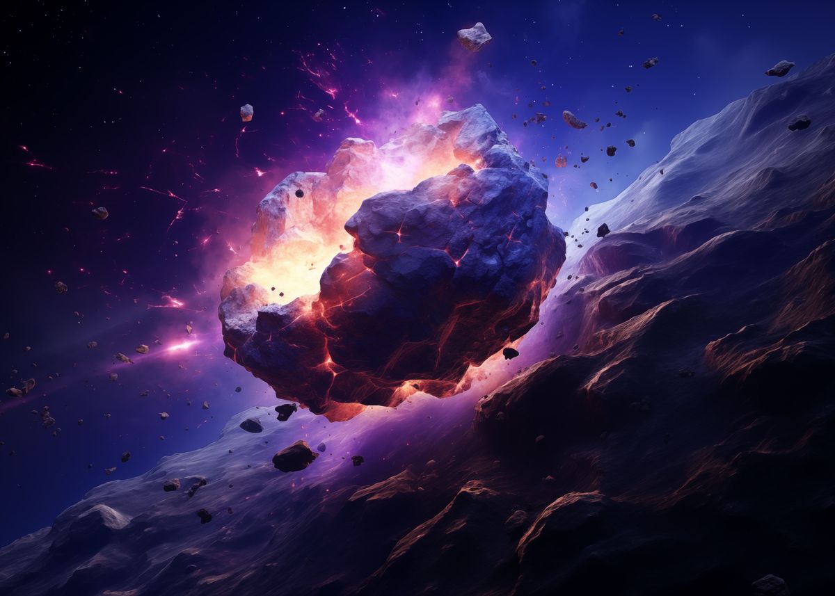'Epic asteroid' Poster, picture, metal print, paint by Yuki | Displate