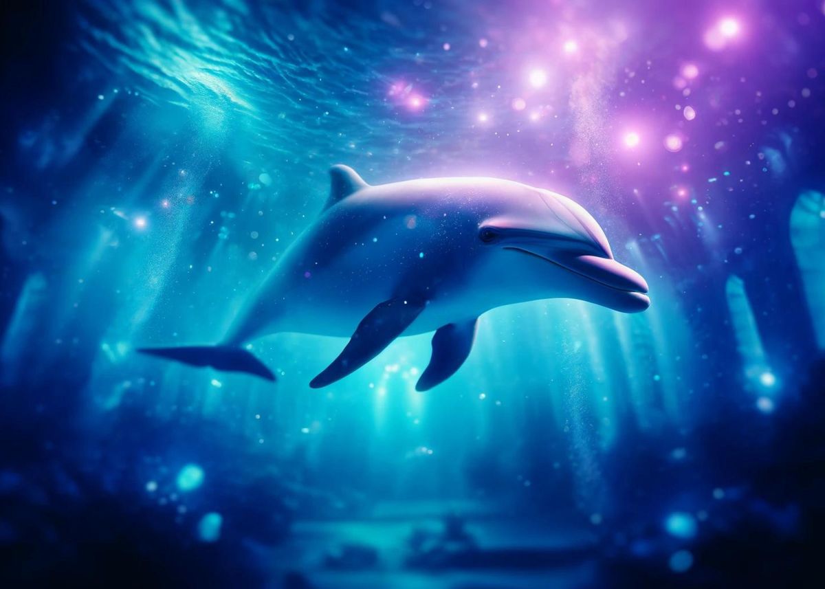 'Swimming Dolphin' Poster, picture, metal print, paint by Devran | Displate