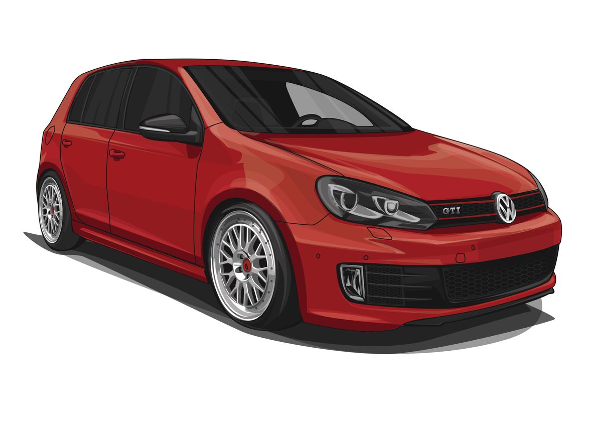 'VW Golf MK6 GTI Red' Poster, picture, metal print, paint by ...