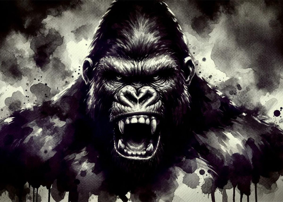 'Dark Angry Gorilla' Poster, picture, metal print, paint by Devran ...