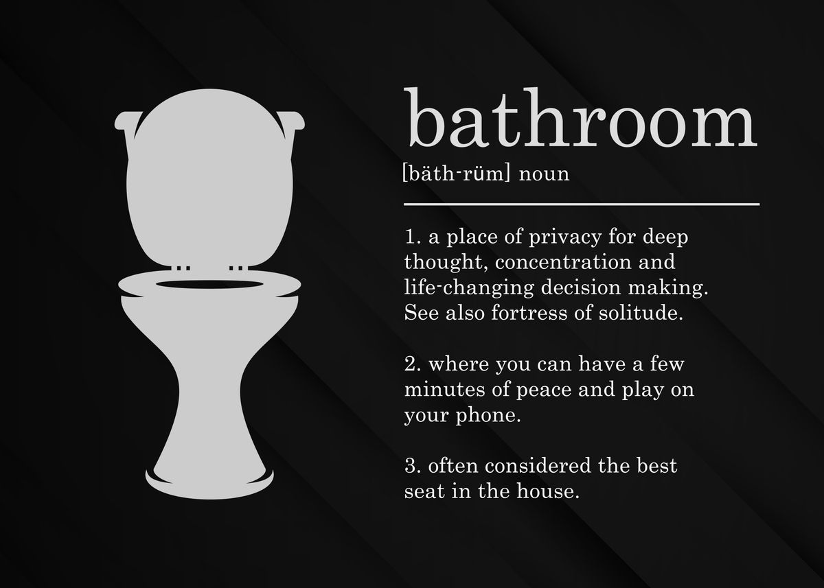 'Funny Bathroom Definition' Poster, picture, metal print, paint by ...