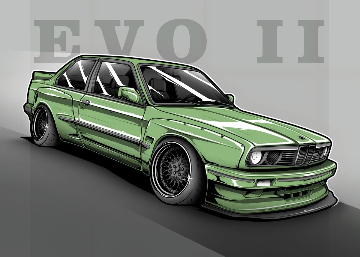 'BMW M3 EVO2 MODIFIED' Poster, picture, metal print, paint by Osh Studio | Displate