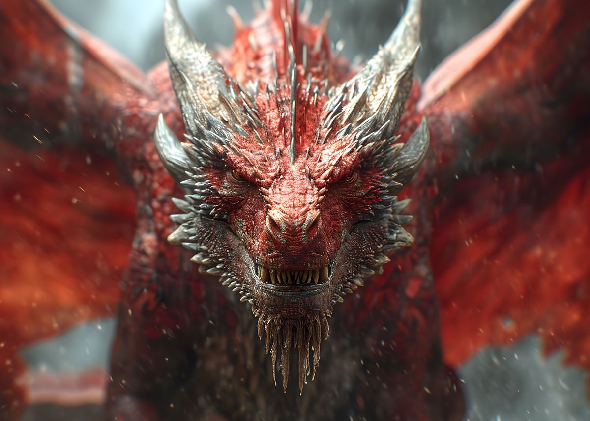 'Furious Red Dragon' Poster, picture, metal print, paint by Amazing ...