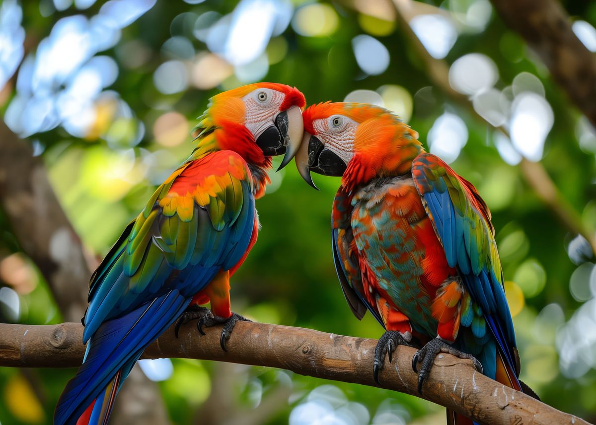 'Parrot Pairs Banter' Poster, picture, metal print, paint by Martin ...