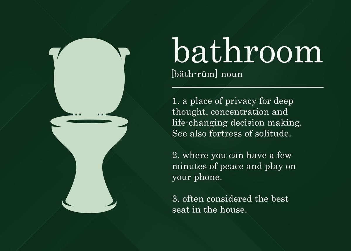 'Funny Bathroom Definition' Poster, picture, metal print, paint by ...