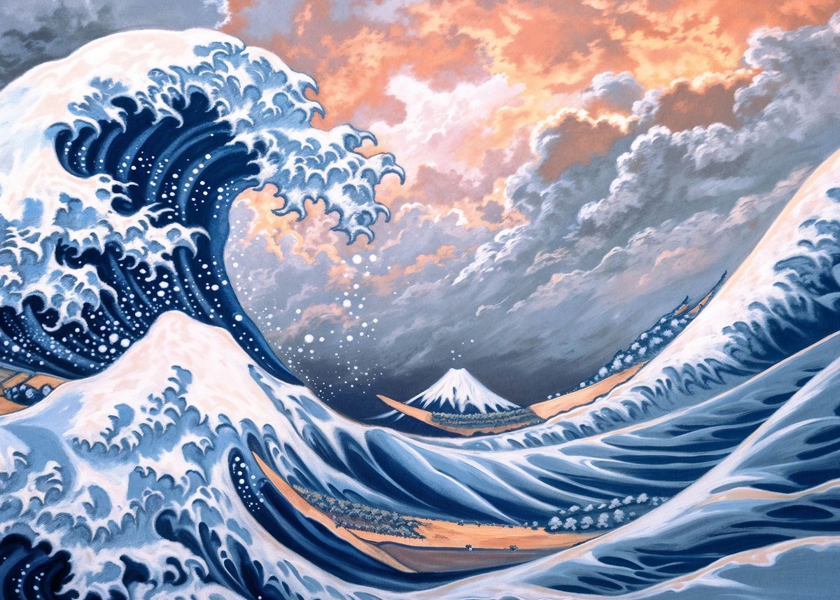 'The Great Wave Japan' Poster, picture, metal print, paint by ...