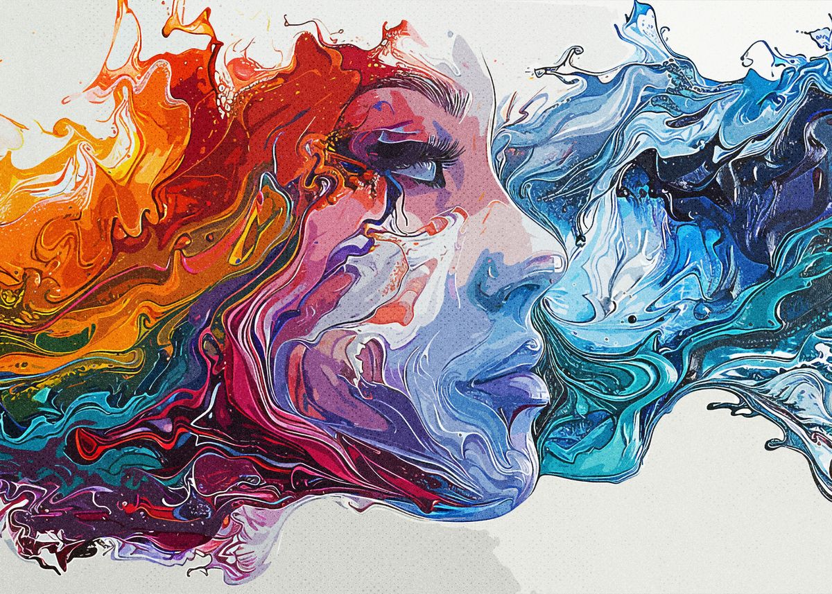 'Colorful Abstract Face' Poster, picture, metal print, paint by Fanth ...