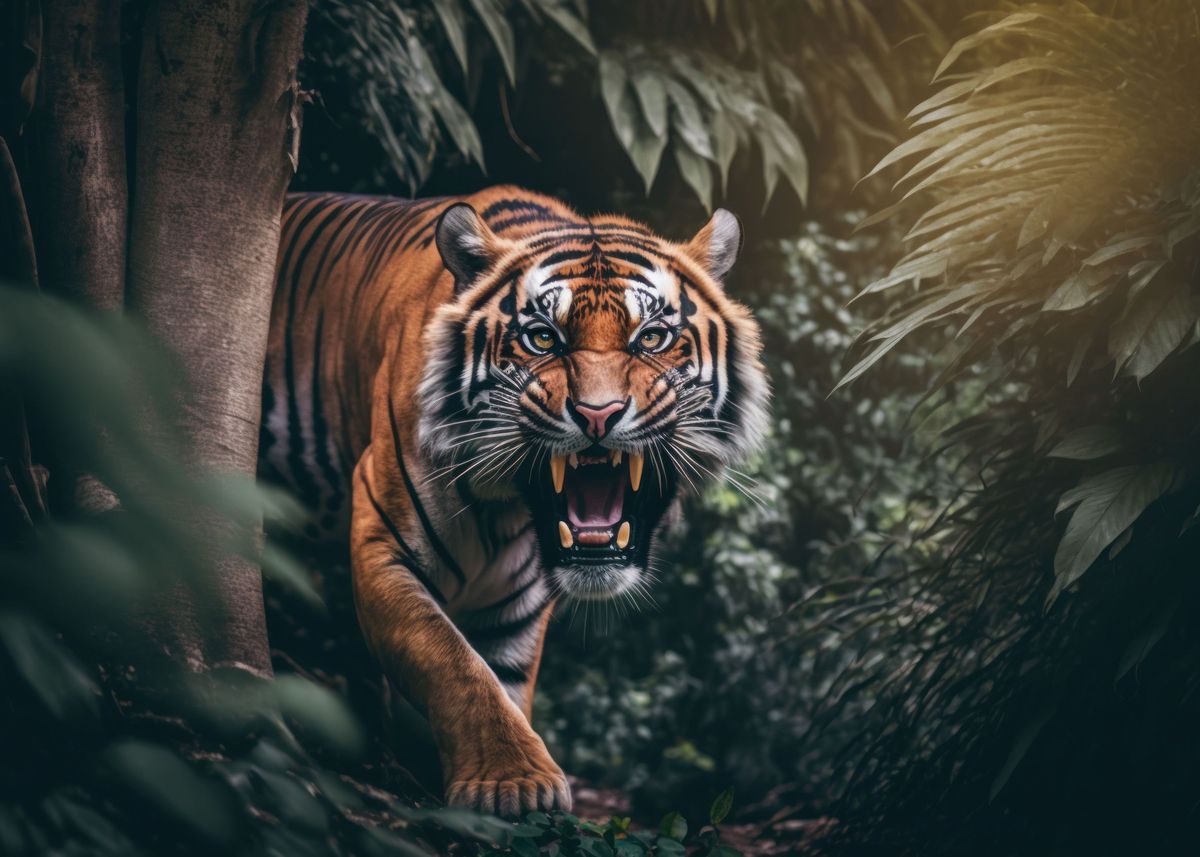 'Angry tiger' Poster, picture, metal print, paint by Byrdyak | Displate