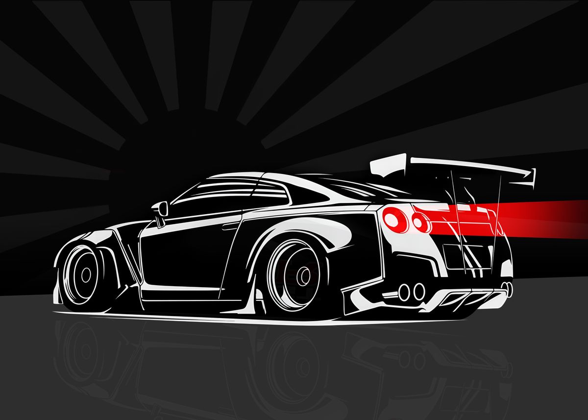 'Nissan GTR R35' Poster, picture, metal print, paint by Flux Lab | Displate