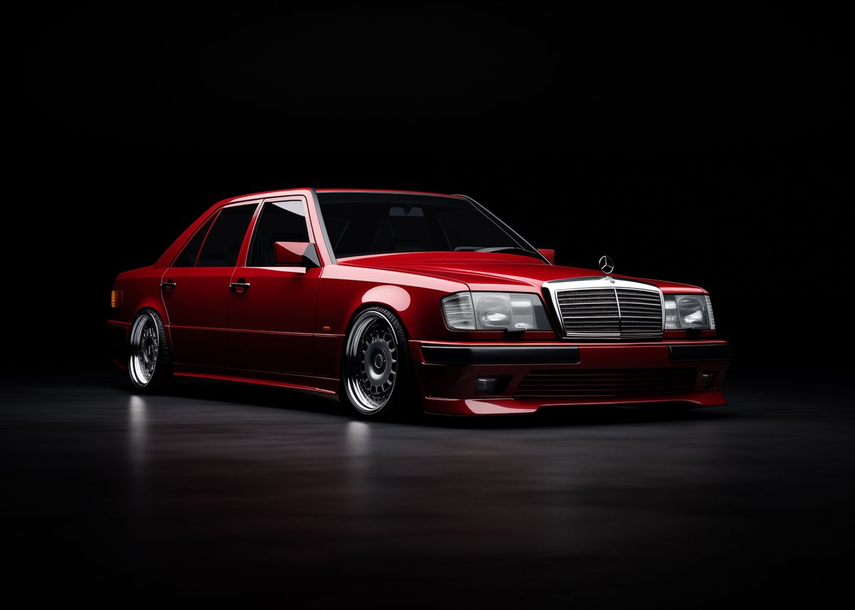 'Red Mercedes W124 E500 car' Poster, picture, metal print, paint by ...