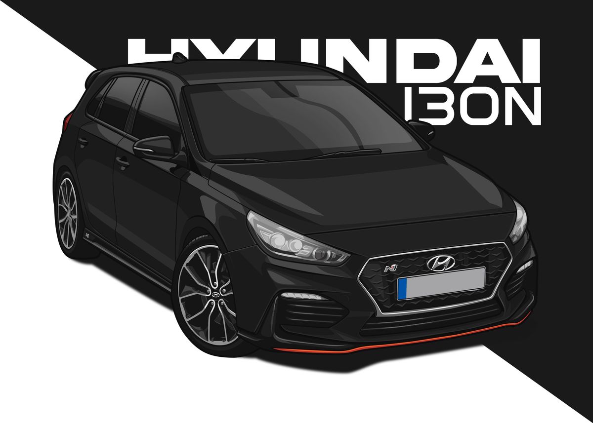 'hyundai i30n black' Poster, picture, metal print, paint by capture art ...