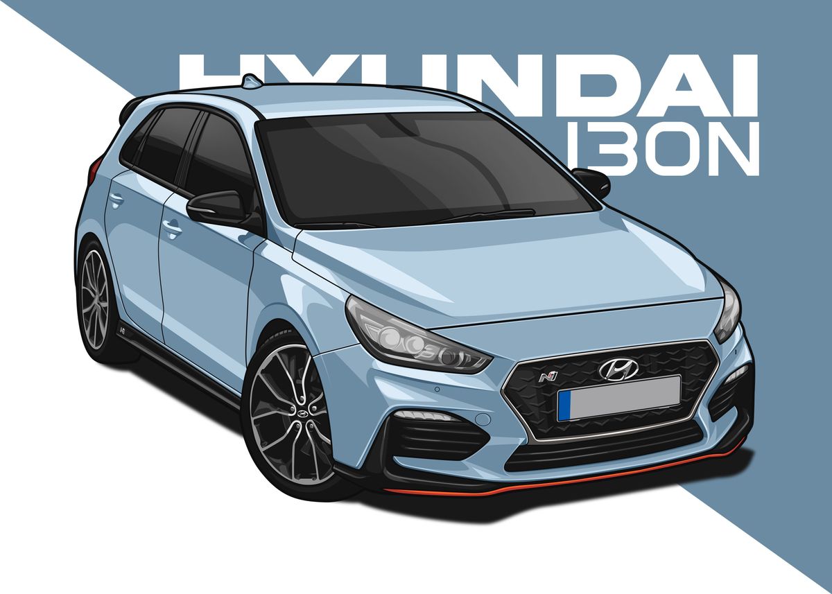 'hyundai i30n blue' Poster, picture, metal print, paint by capture art ...