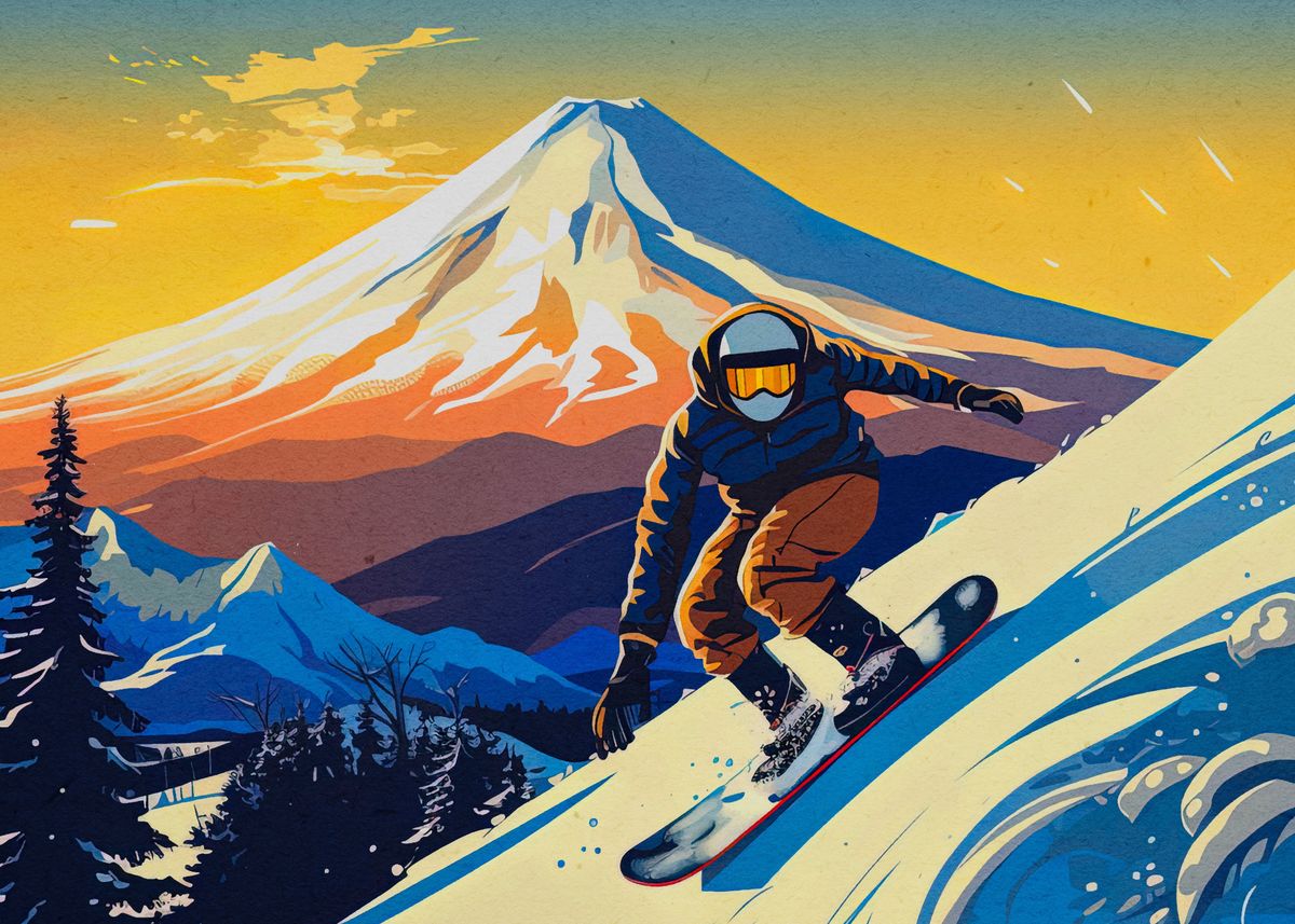 'snowboard japanese' Poster, picture, metal print, paint by Anime Manga ...