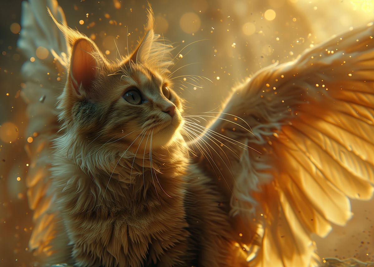 'Cat Angel' Poster, picture, metal print, paint by Jensen Art Co | Displate