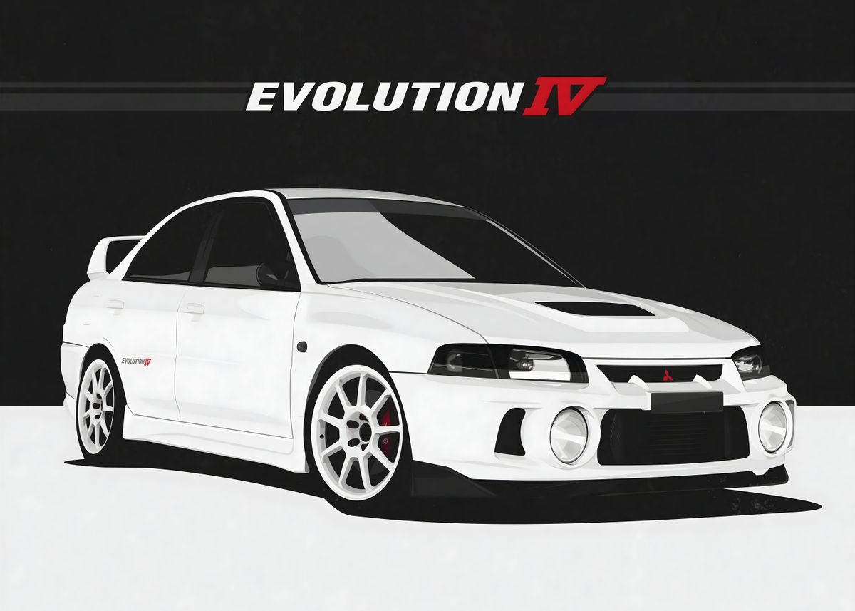 'Mitsubishi Lancer Evo IV' Poster, picture, metal print, paint by Nex ...