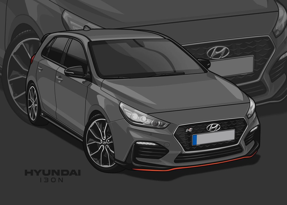 'hyundai i30n grey' Poster, picture, metal print, paint by capture art ...
