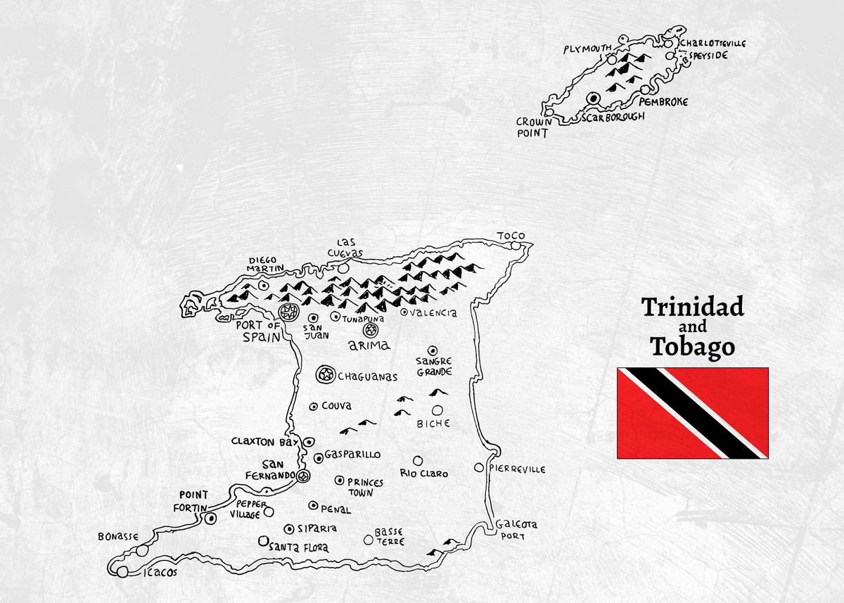 'Trinidad and Tobago Map' Poster, picture, metal print, paint by ...