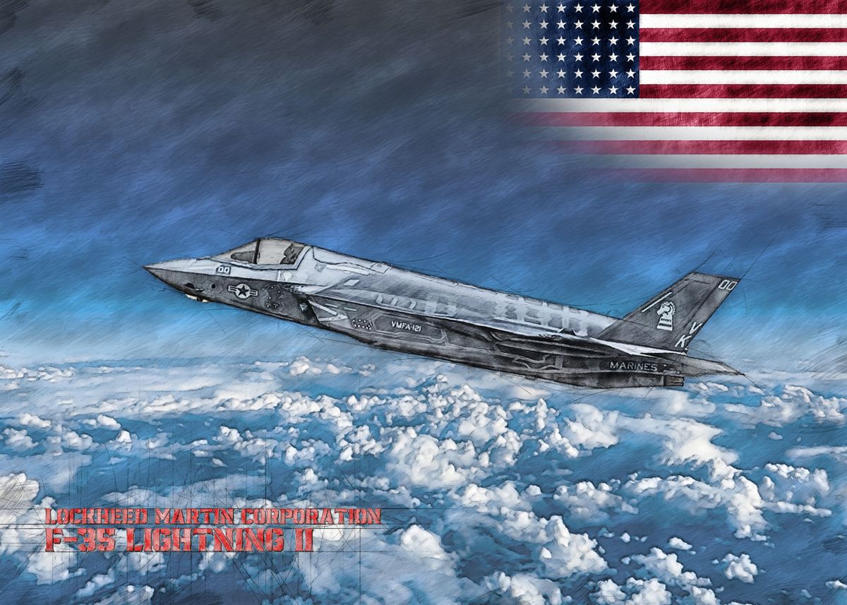 'F35 Lightning II' Poster, picture, metal print, paint by Pixxelworks ...