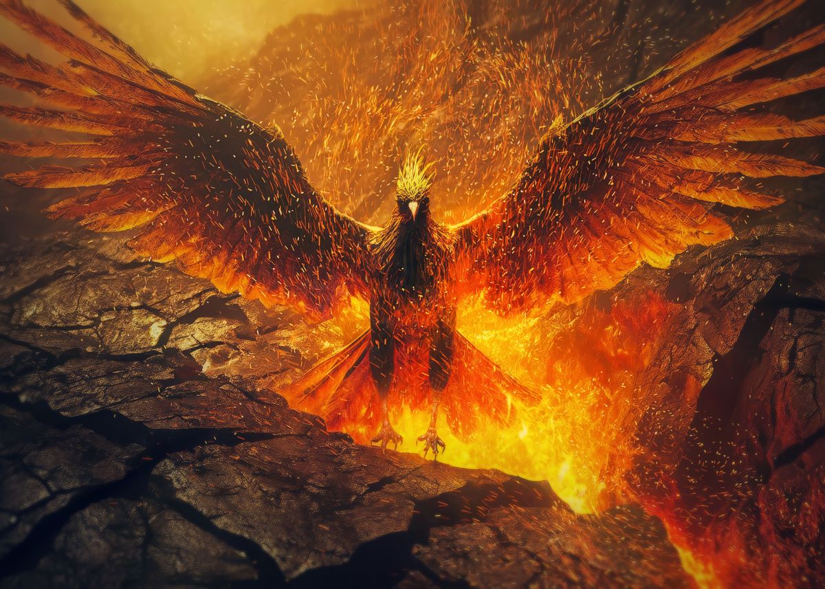 'Dark phoenix rising' Poster, picture, metal print, paint by ...